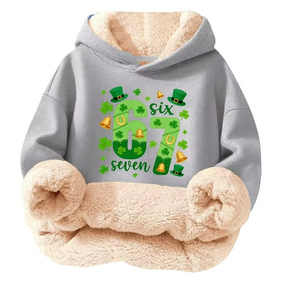 DHFJKG Boys Girls Thermal Hoodies 67 Shirt Kids Soft Fuzzy Lining ...