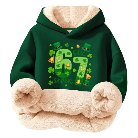 DHFJKG Boys Girls Thermal Hoodies 67 Shirt Kids Soft Fuzzy Lining ...