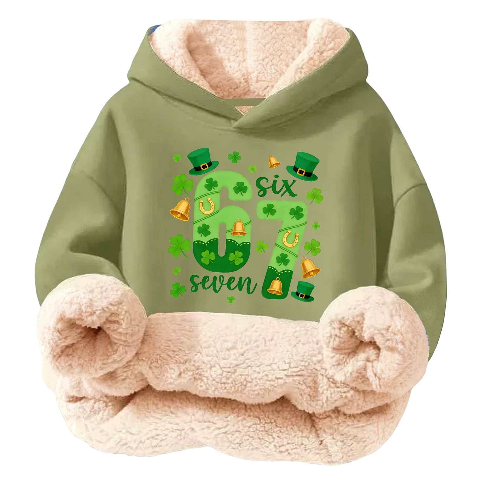 DHFJKG Boys Girls Thermal Hoodies 67 Shirt Kids Soft Fuzzy Lining ...