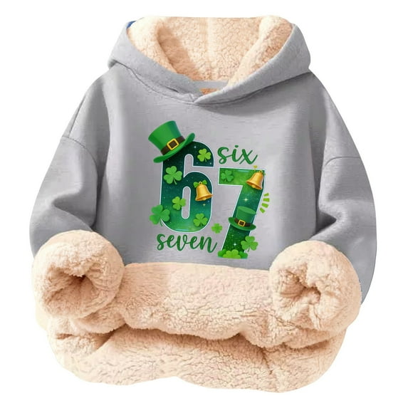 DHFJKG Boys Girls Thermal Hoodies 67 Shirt Kids Soft Fuzzy Lining ...
