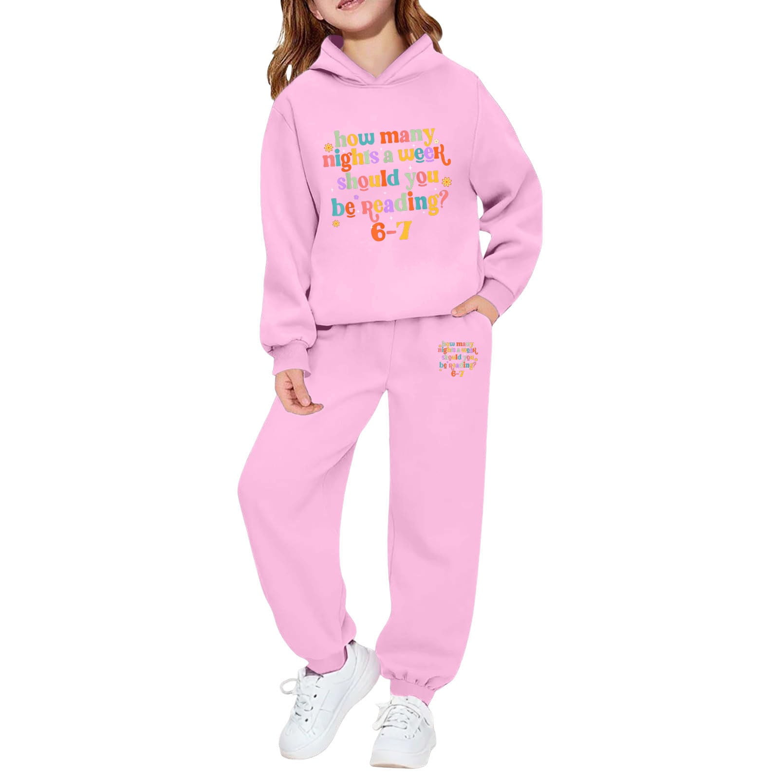 DHFJKG Boys Girls Track Suit 67 Shirt Letter Print Long Sleeve Hoodies ...