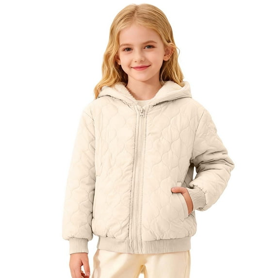 DHFJKG Boys Girls Zip Up Hoodies Puffer Coat Padded Quilted Fuzzy ...