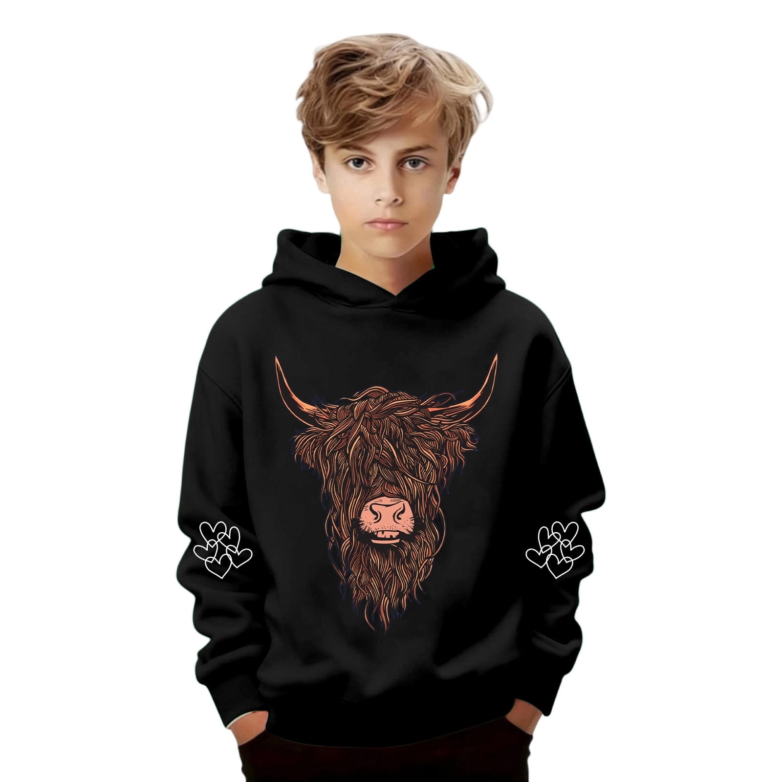 DHFJKG Boys Lightweight Hoodies Soft Pullover Long Sleeve Funny Cow ...