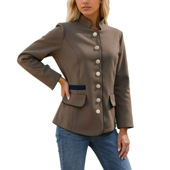 DHFJKG Cardigan For Women Woolen Slim Fit Jackets Lightweight Stand ...