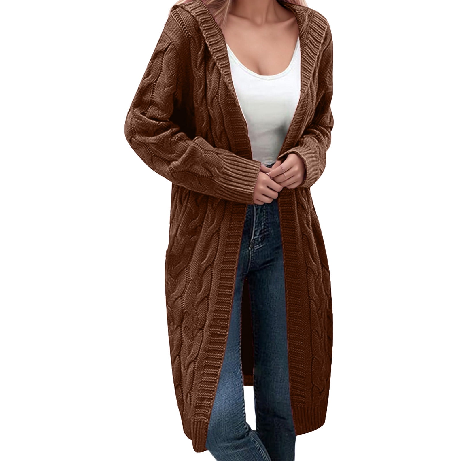 DHFJKG Cardigan Sweaters For Women Hoddies Knitted Jacquard Solid Color ...