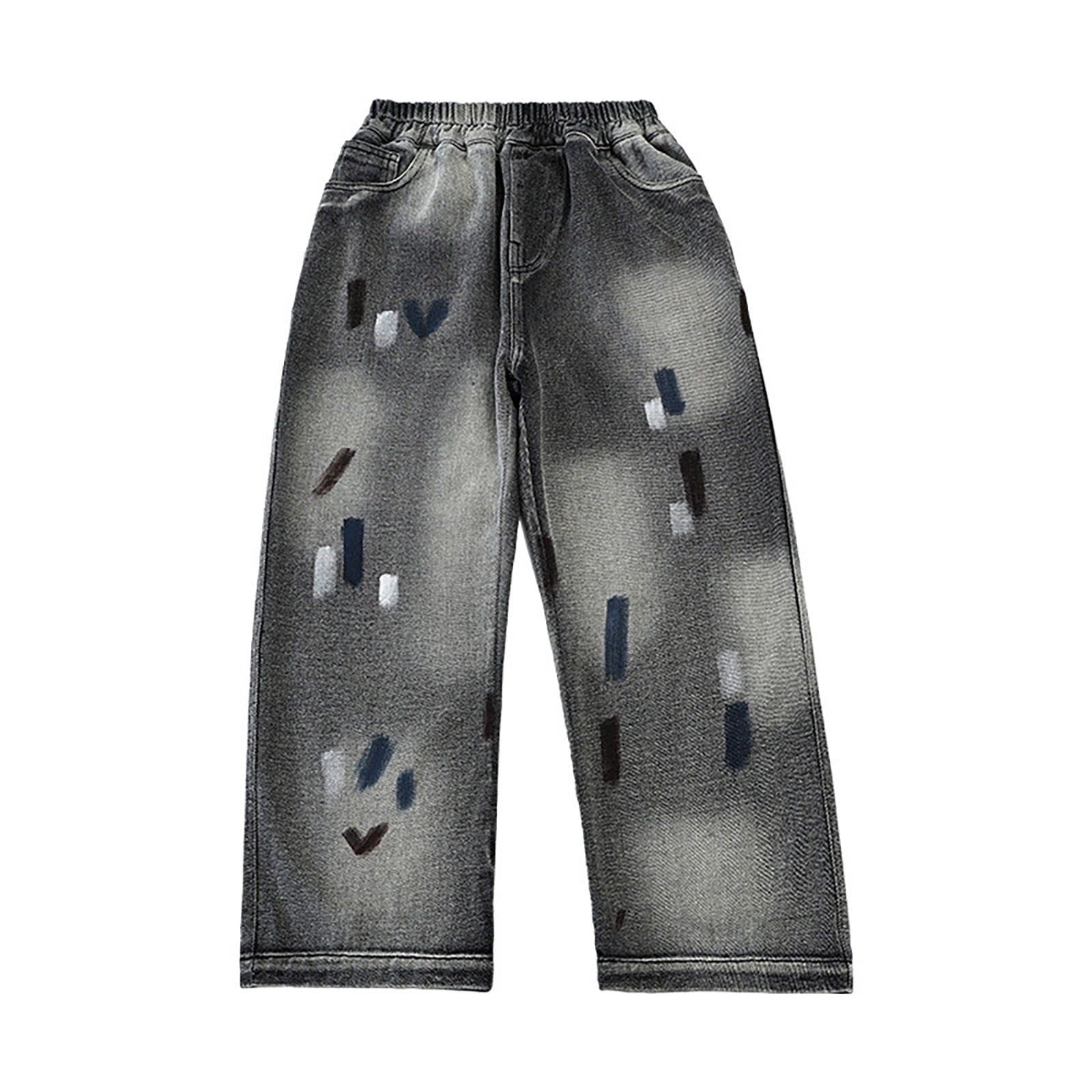 DHFJKG Child Boys Casual Cargo Jeans Loose Fit Fashion Patchwork ...