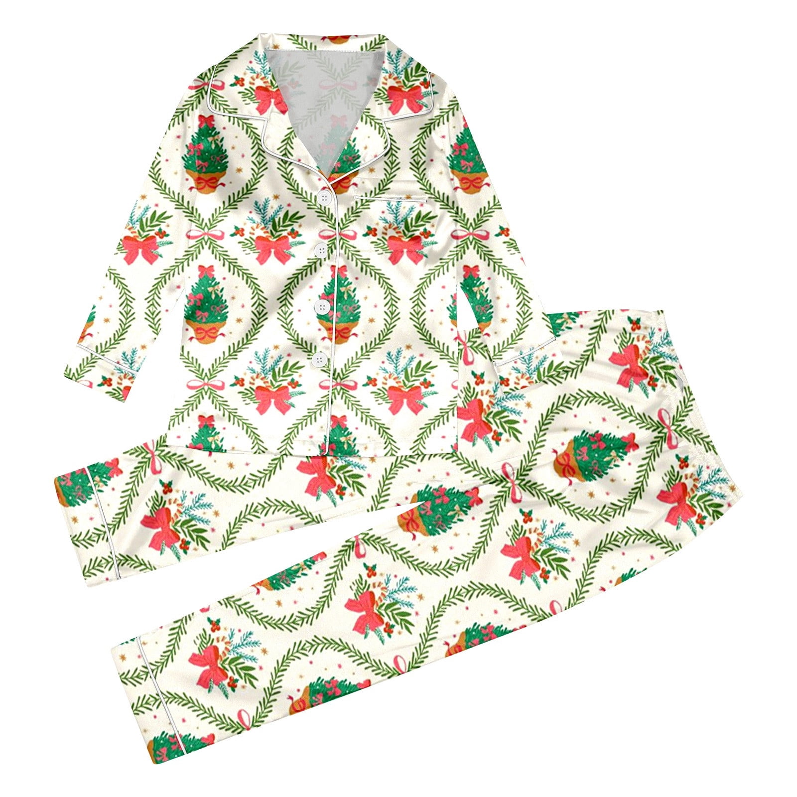 DHFJKG Child Christmas Pajamas Holiday Themed Christmas Tree Printed ...