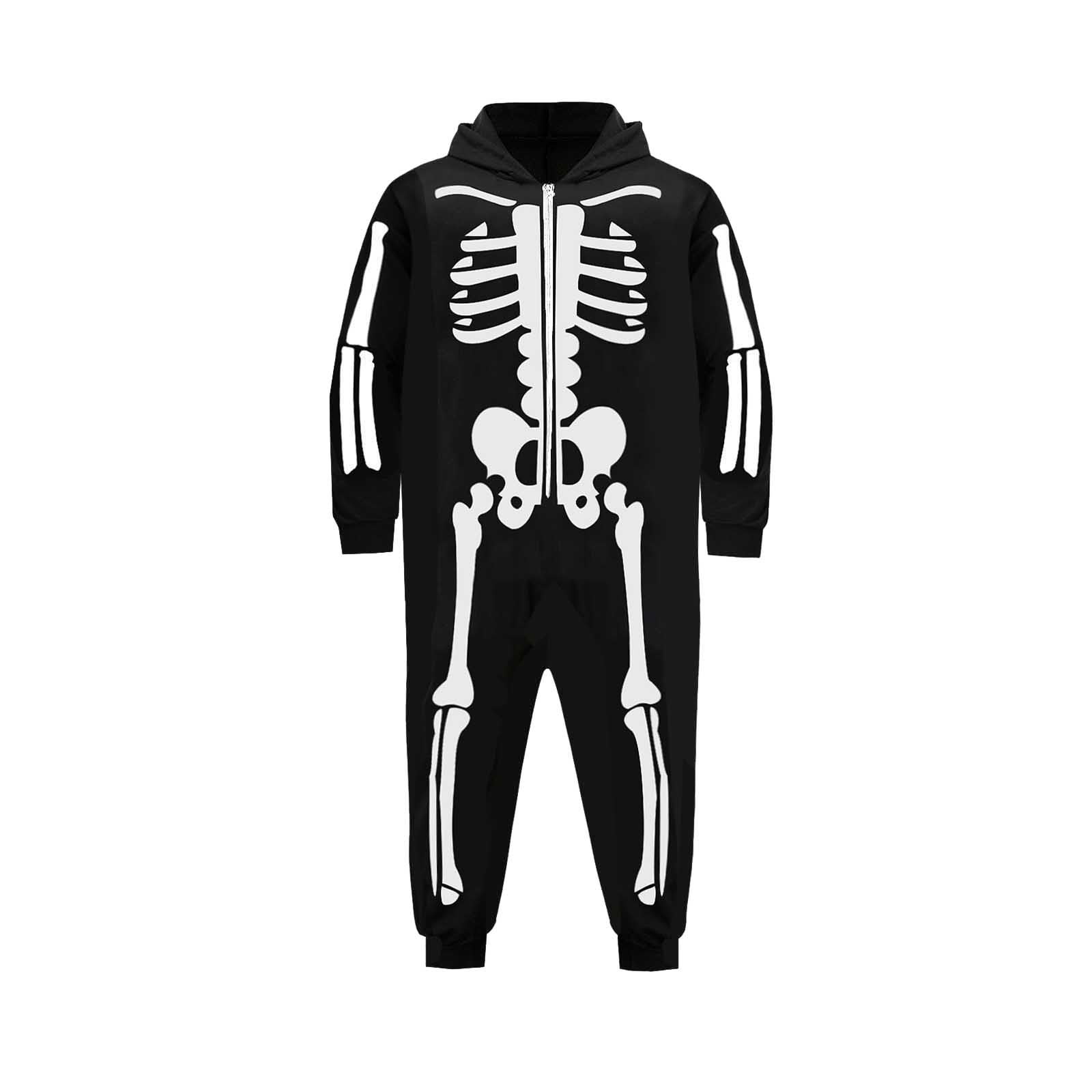 DHFJKG Child Halloween Skeleton Print Pajamas Glow In The Dark Winter ...