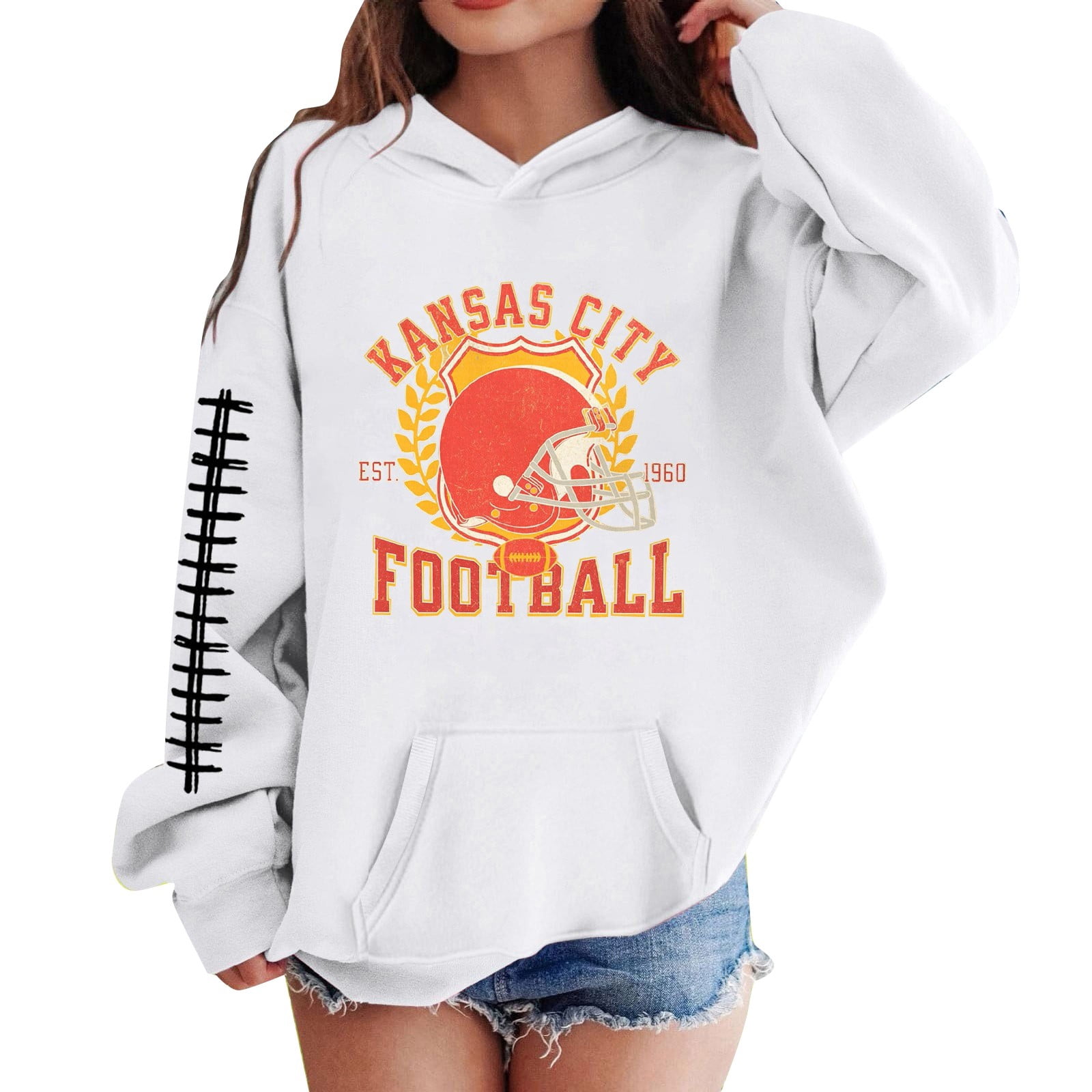 DHFJKG Child Toddler Girls Casual Hoodies Fashion Football Printed Soft ...