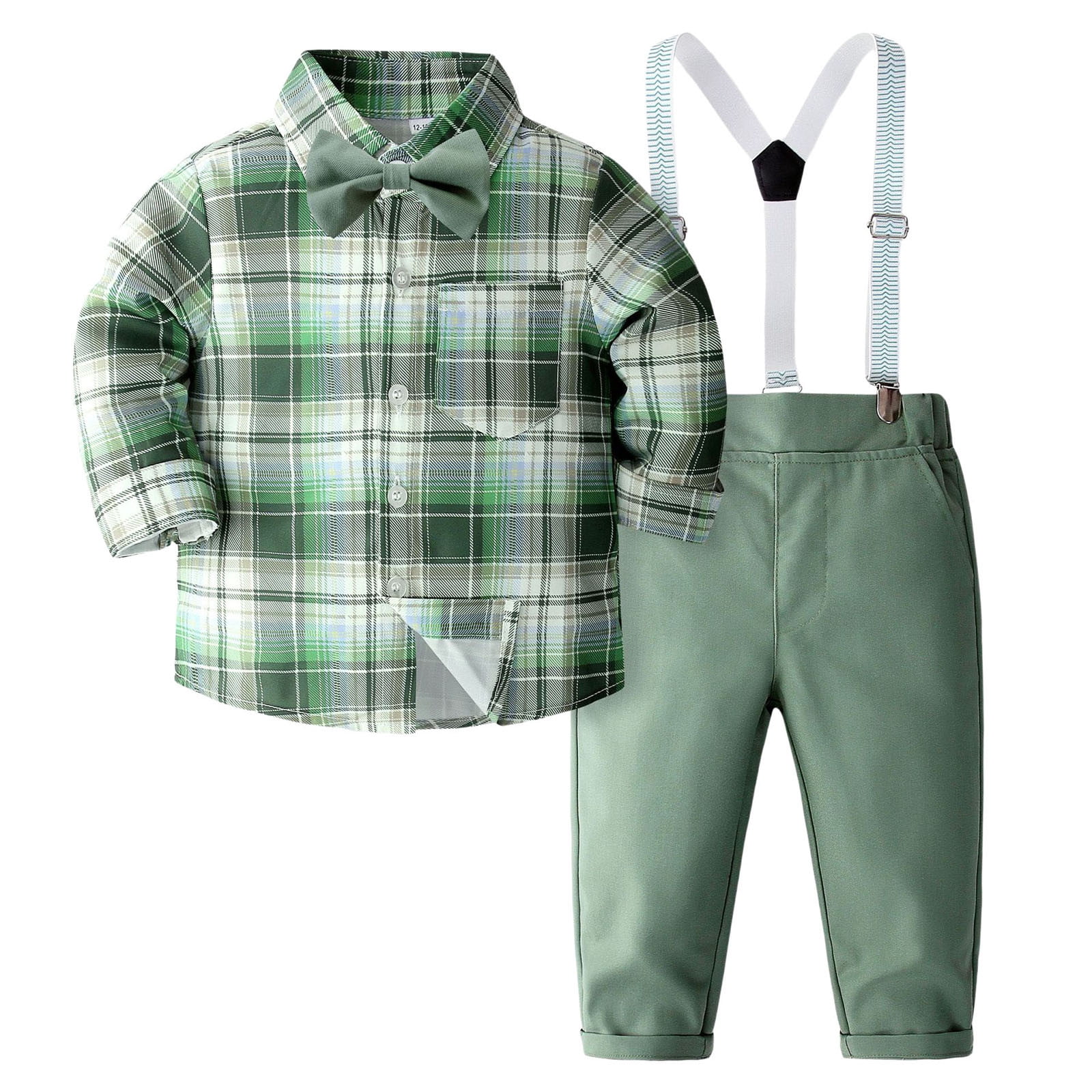 DHFJKG Child Toddlers Boys Outfits Long Sleeve Checkered Shirt And ...