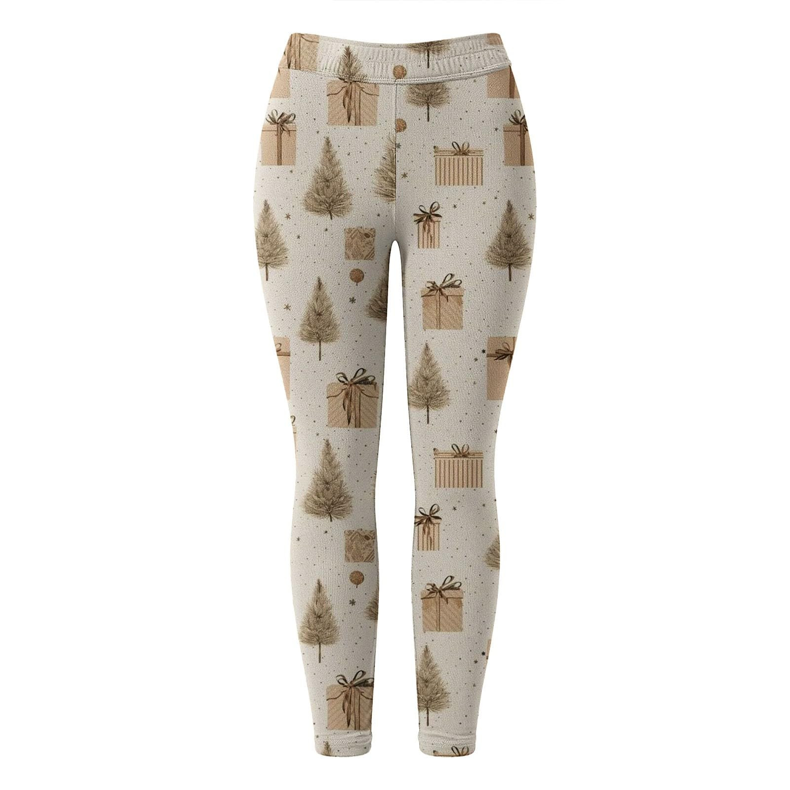 DHFJKG Christmas Leggings For Girl Xmas Themed Pattern Printed Elastic ...