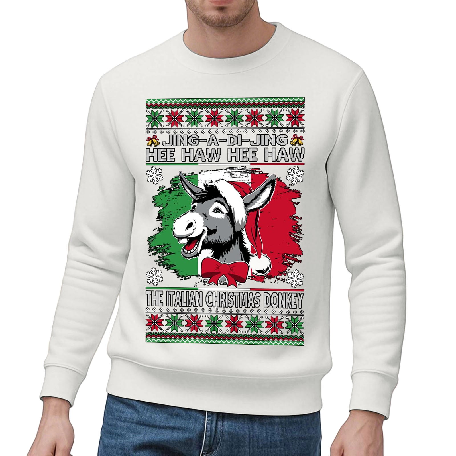 DHFJKG Christmas Sweatshirt For Men Funny Donkey Printed Pullover Long ...