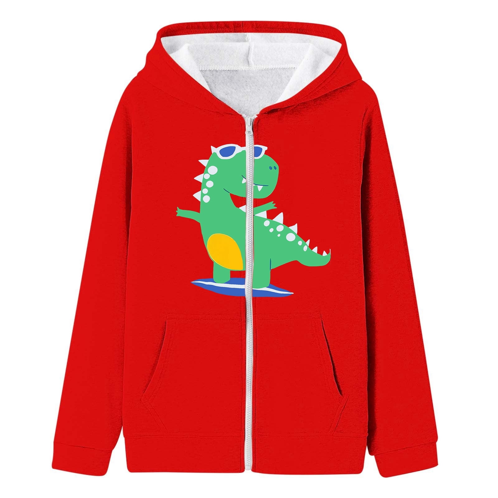 DHFJKG Coat Boys Girls Dinosaur Print Hooded Zip Up Jacket For Kids ...