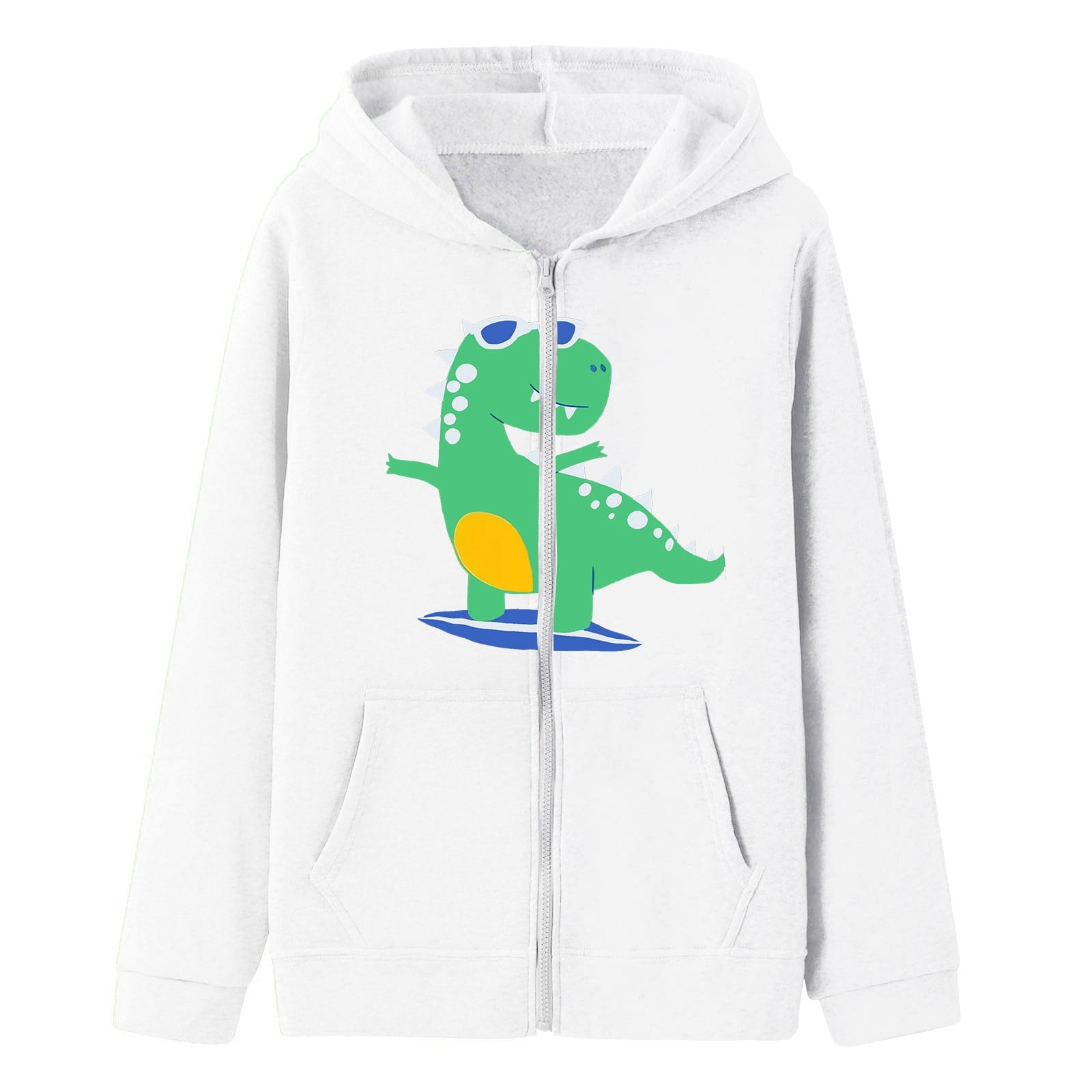 DHFJKG Coat Boys Girls Dinosaur Print Hooded Zip Up Jacket For Kids ...