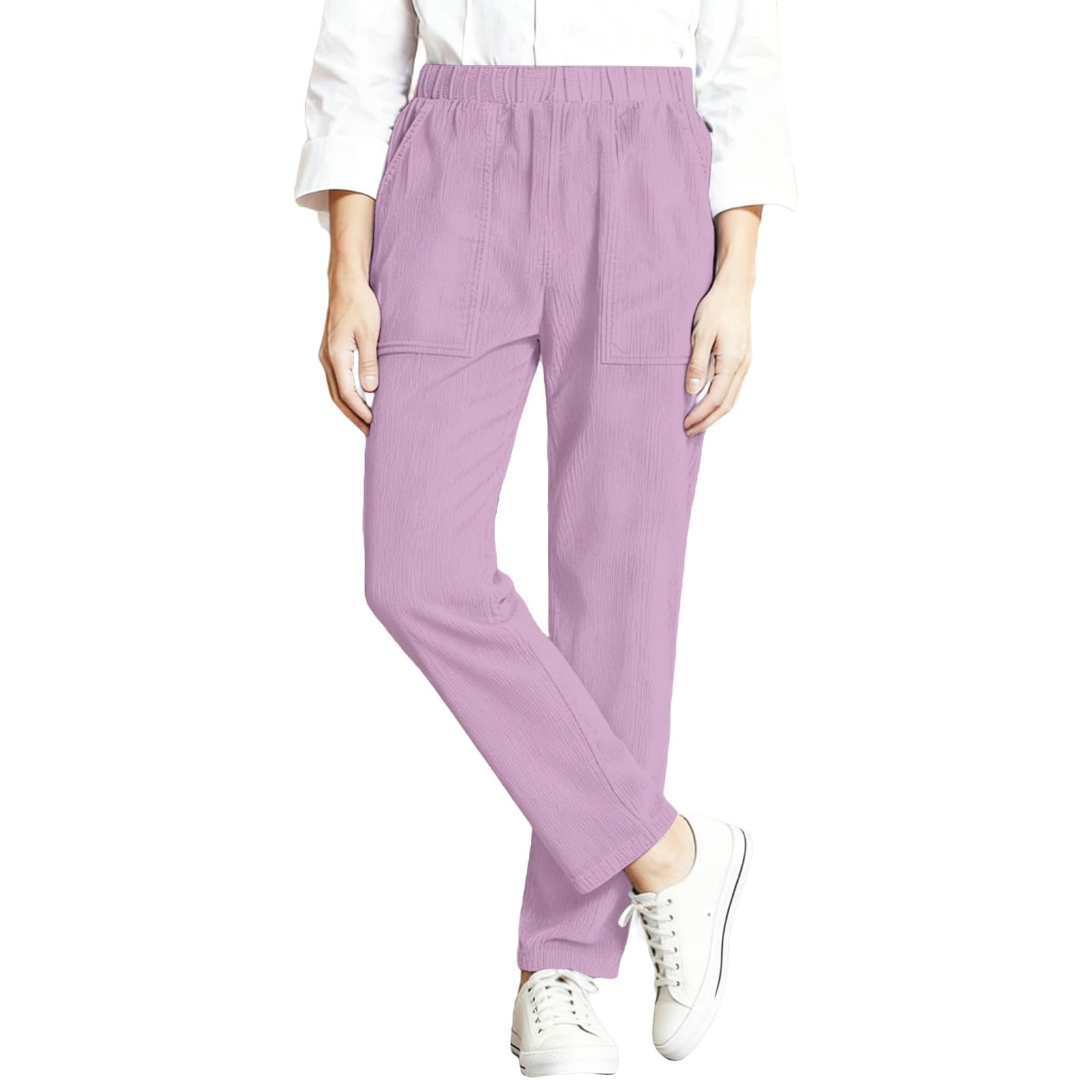 DHFJKG Corduroy Sweatpants Women Straight Leg Relaxed Fit Elastic Waist ...