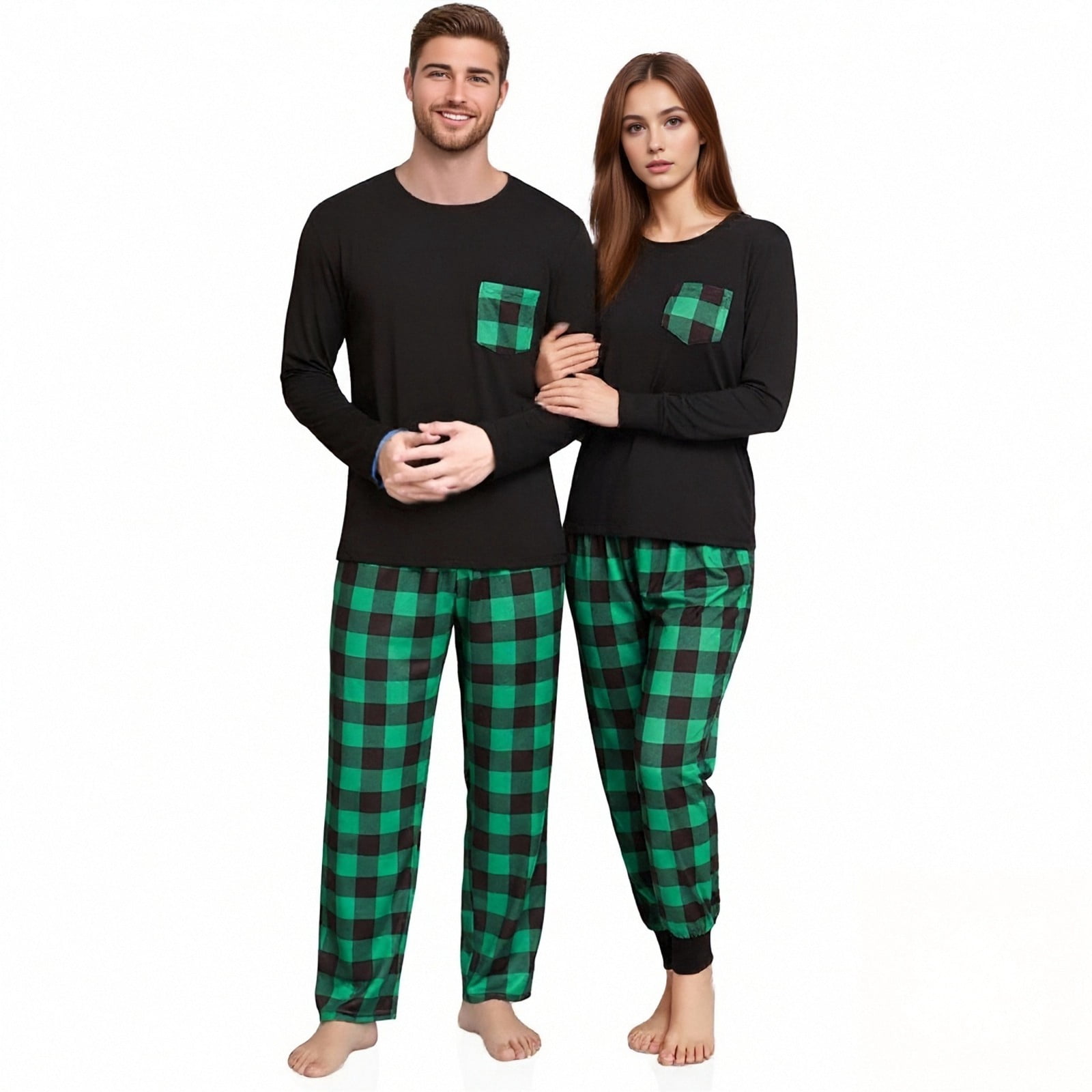 DHFJKG Couples Pajamas Matching Sets Mens Long Sleeve Regular Fit Top ...