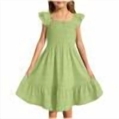 DHFJKG Dress Girls Summer Dresses Sleeveless Sundresses Fly Sleeve Mid ...