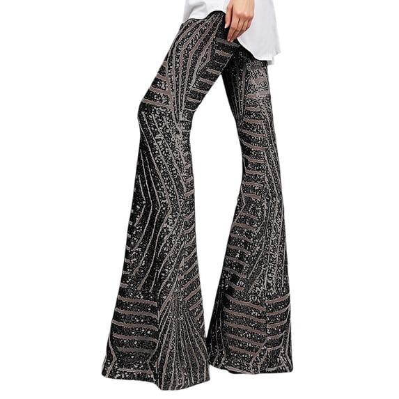 DHFJKG Flare Pants Women Sparkling Sequin Slim Fit Bootcut Floor Length ...