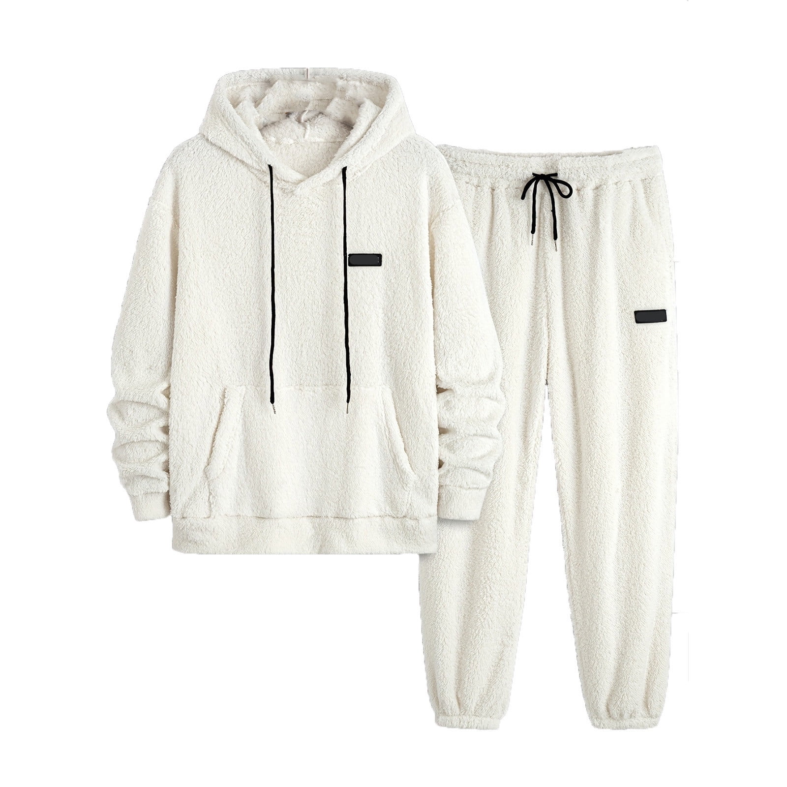 DHFJKG Fluffy Hoodies For Men 2 Piece Outfits Long Sleeve Hooded ...