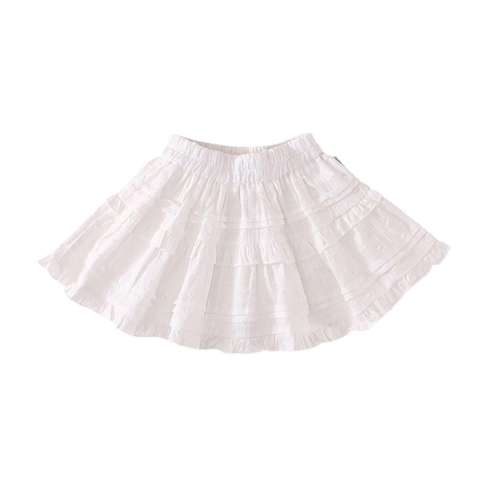 DHFJKG Girl's Cute Mini Skirts High Waisted Tiered Layer Shirred Swing ...