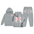 DHFJKG Girls 2 Piece Outfits Sweatsuit Set Fuzzy Lining Long Sleeve Bow ...