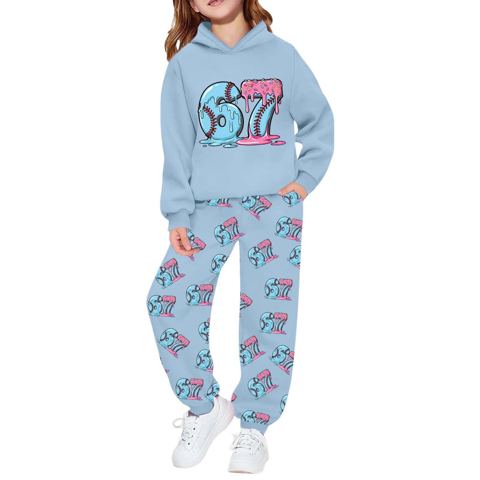 DHFJKG Girls Clothes 2 Piece Sweatsuits Set Activewear 67 Shirt Ice ...
