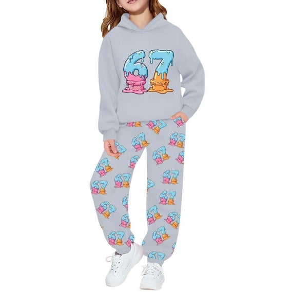 DHFJKG Girls Clothes 2 Piece Sweatsuits Set Activewear 67 Shirt Ice ...