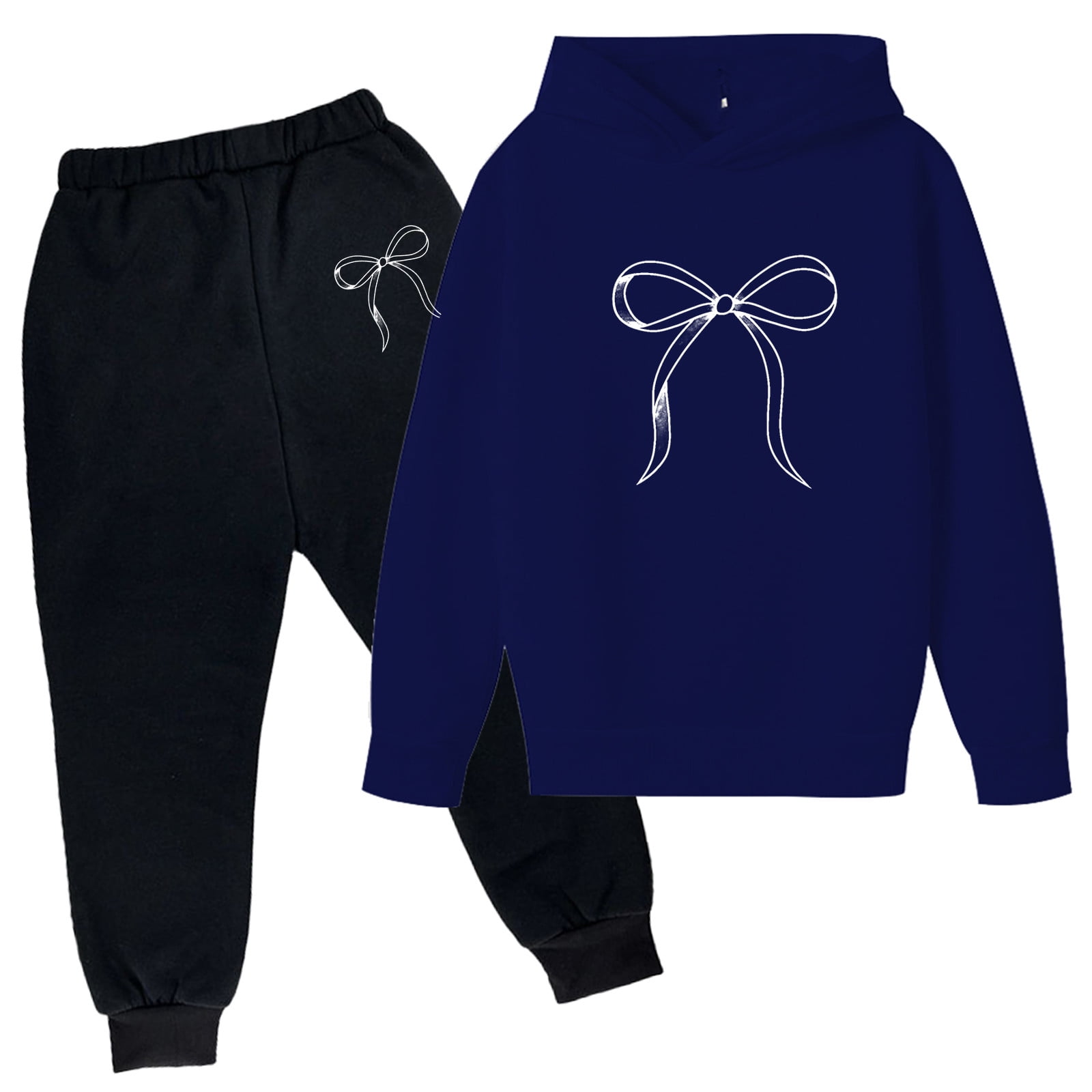 DHFJKG Girls Clothes Sweatshirt Sweatpants Set Bow Print Long Sleeve ...