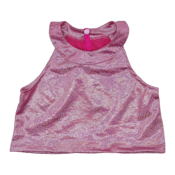 DHFJKG Girls Crop Top Carnival Shiny Sleeveless Solid Color Tee For ...