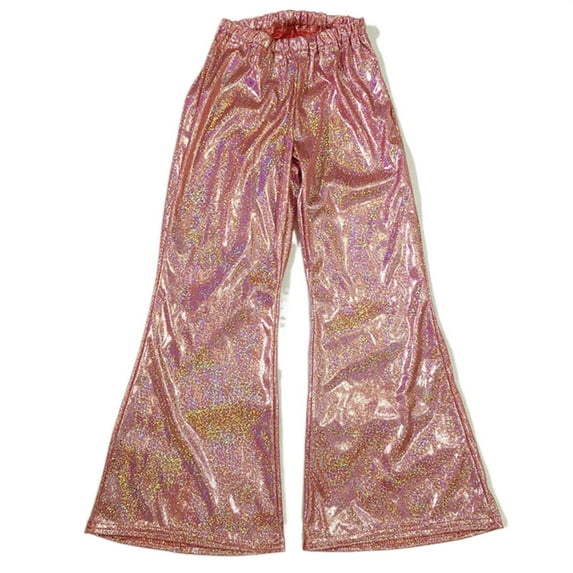 DHFJKG Girls Glitter Flared Pants Kids Teens Elastic Waist Glossy Stage ...