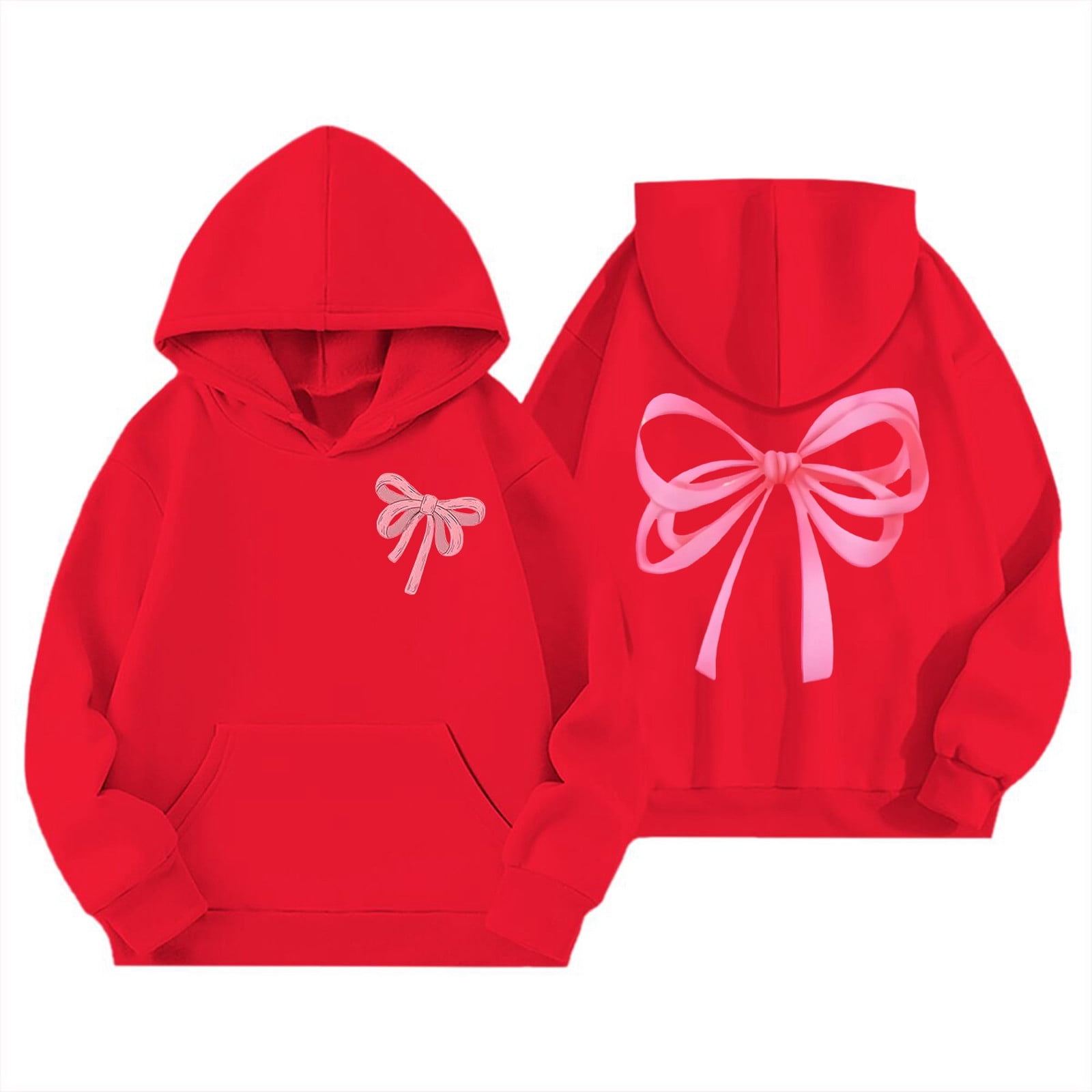 DHFJKG Girls Hoodies Toddlers Child Bow Print Loose Fit Long Sleeve ...