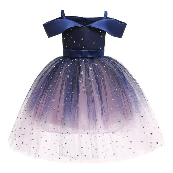 DHFJKG Girls Shiny Princess Dresses Sparkly Star Sequins Spaghetti ...
