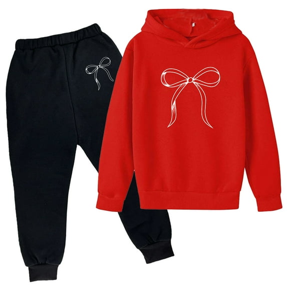 DHFJKG Girls Sweatsuit Set Cute Hooded Sweatshirt Jogger Pants With ...