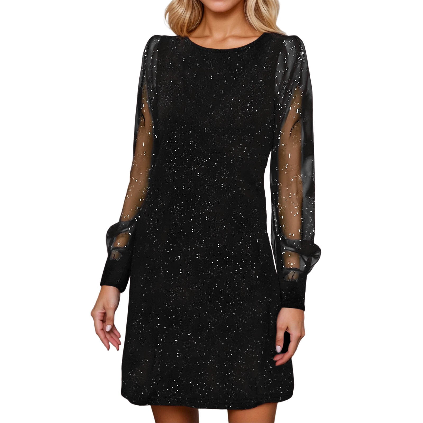 DHFJKG Glitter Party Dress Women Night Out Date Clothes Long Sleeve ...
