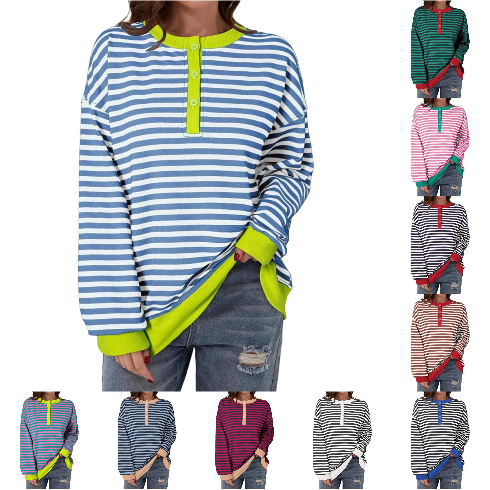 DHFJKG Henley Shirts For Women Long Sleeve T Shirt Loose Fit Drop ...