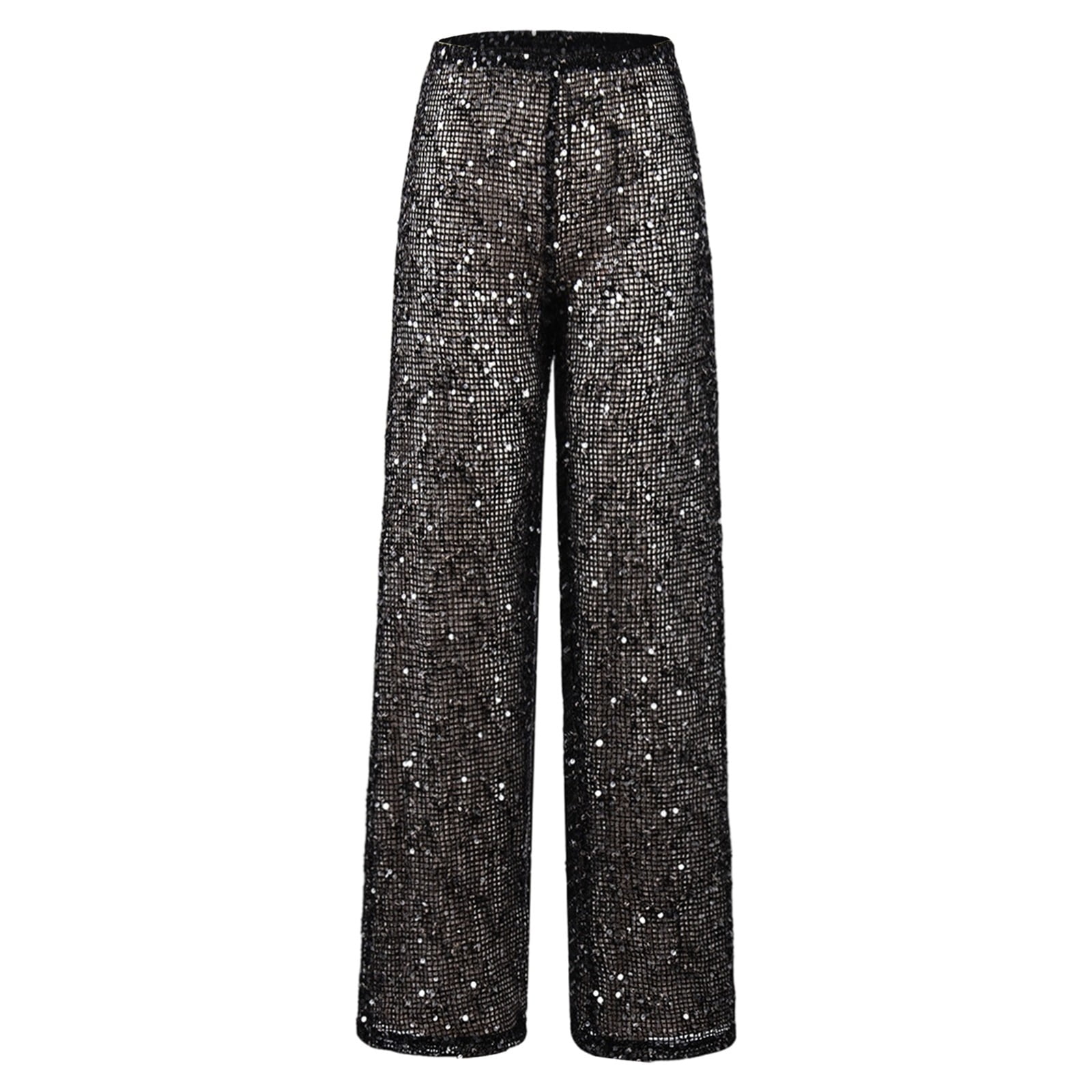 DHFJKG High Waisted Women Glitter Pants Sparkly Sequin Night Out ...