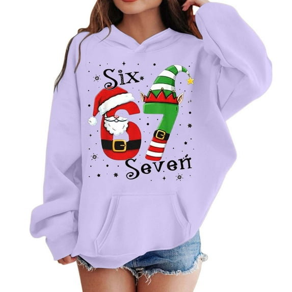 DHFJKG Hoodies Boys Girls 67 Shirt Letter Printed Pullover Long Sleeve ...