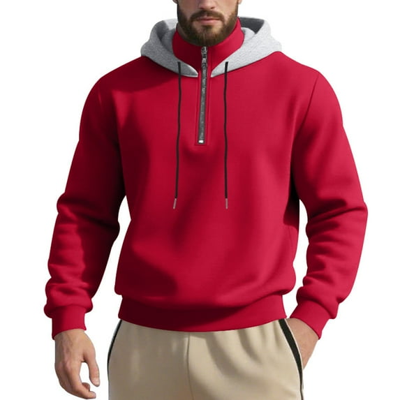DHFJKG Hoodies For Men Quarter Zip Pullover With Stand Collar Thick ...
