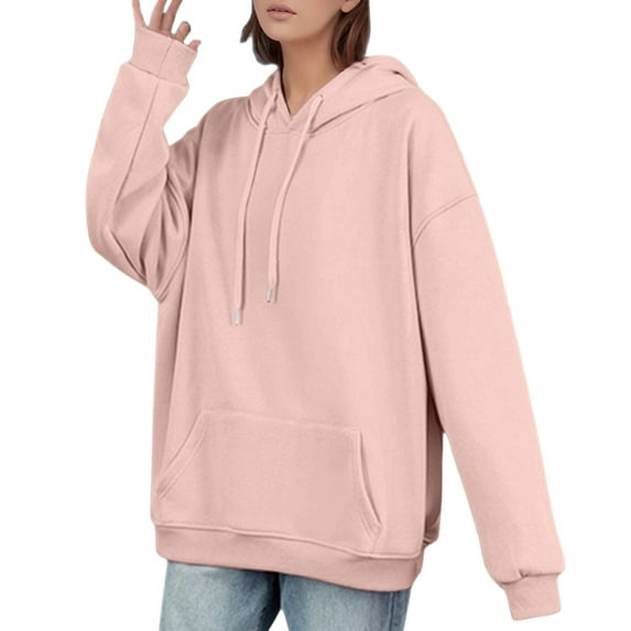 DHFJKG Hoodies For Women Oversized Plain Sweatshirt Drop Shoulder Loose ...