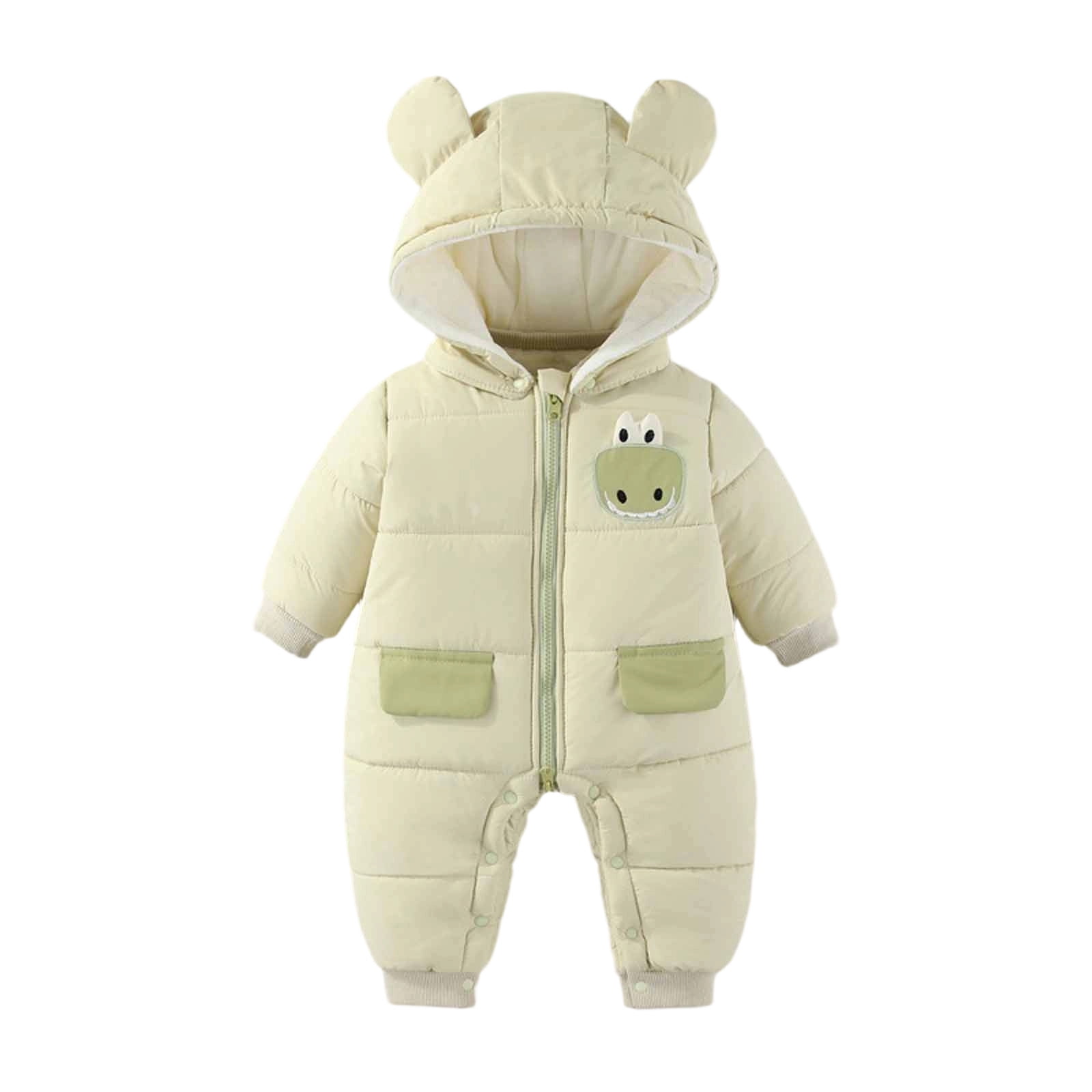 DHFJKG Toddler Snowsuits Quilted Padded Ears Hooded Jumpsuits Long ...