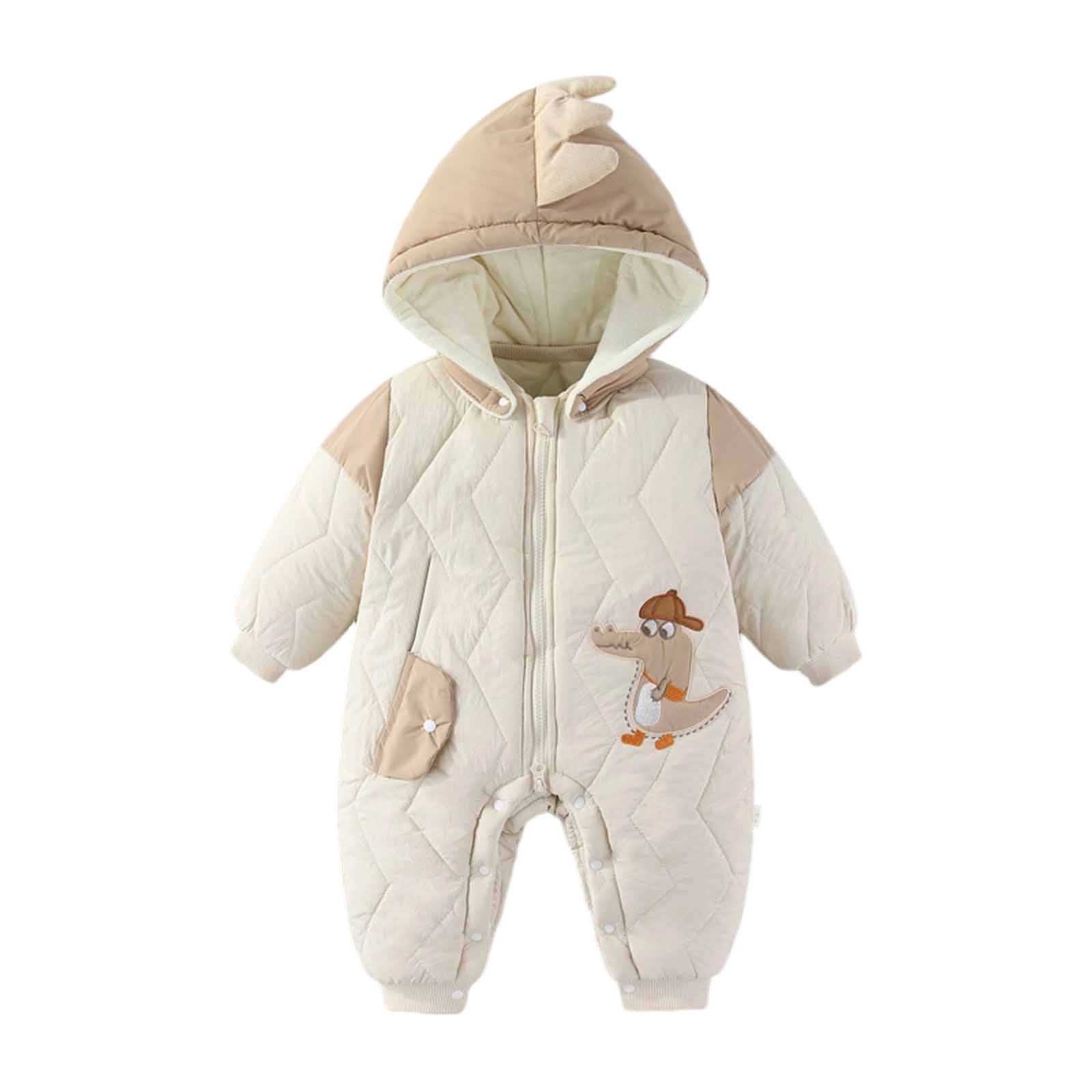 DHFJKG Toddler Snowsuits Quilted Padded Hooded Jumpsuits Long Sleeve ...