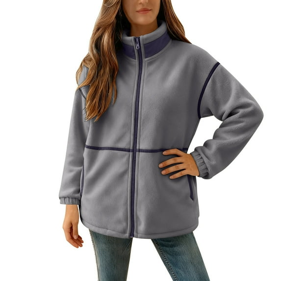 DHFJKG Jackets For Women Fuzzy Zip Up Jacket Lightweight Long Sleeve ...