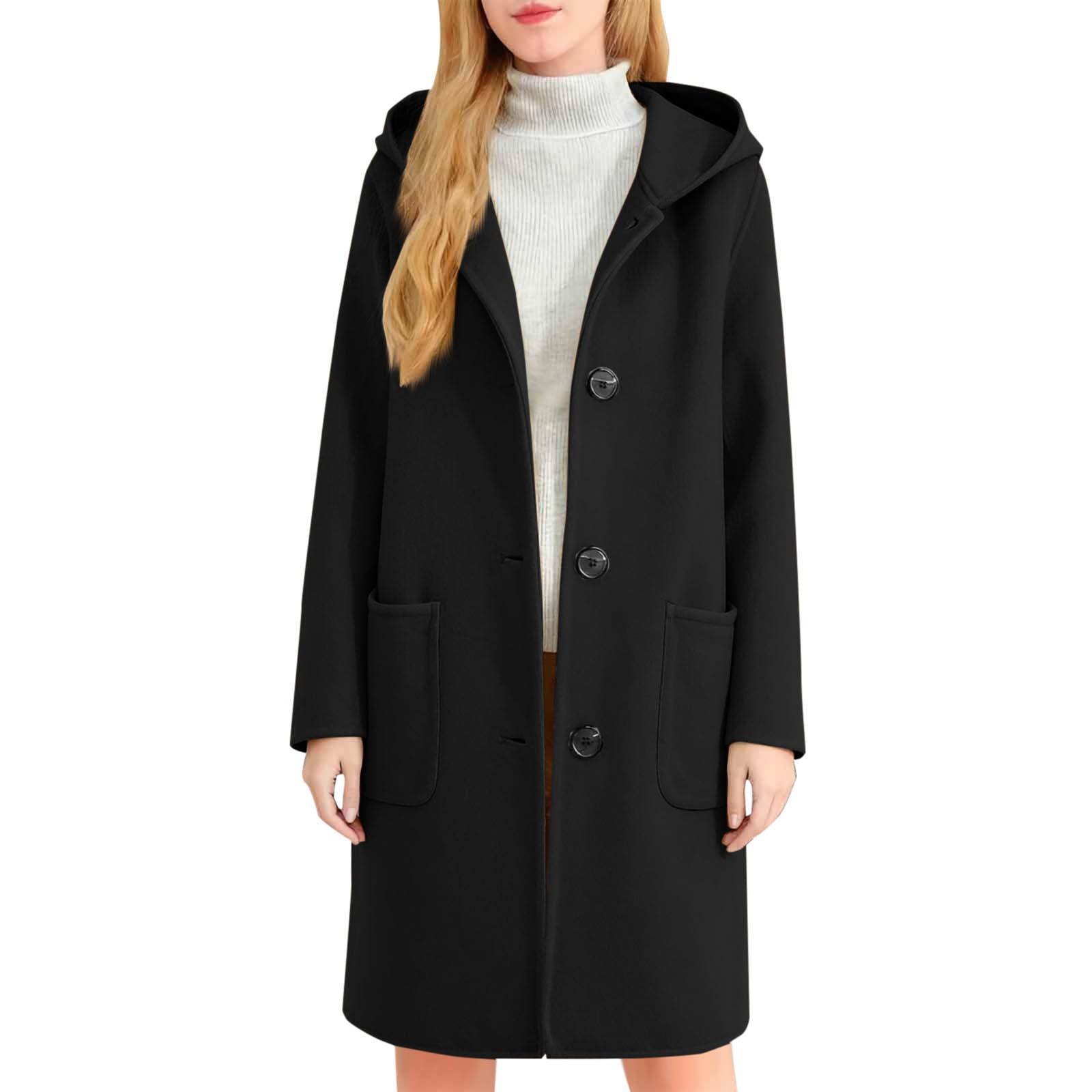 DHFJKG Jackets For Women Trench Coat Long Sleeve Knee-Length Button ...