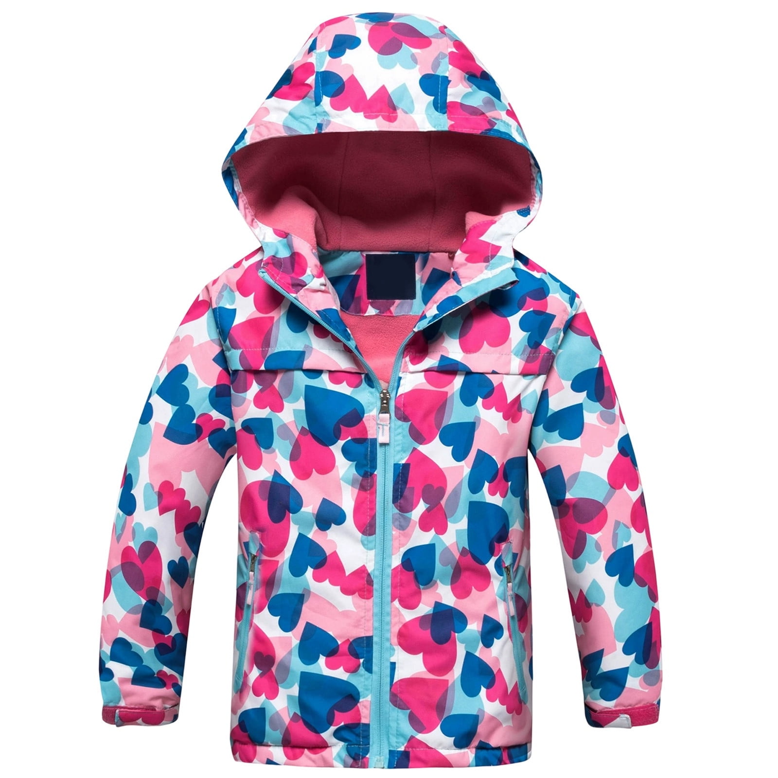 DHFJKG Jackets Girls Lined Windbreaker Colorful Printed Zipper Jacket ...