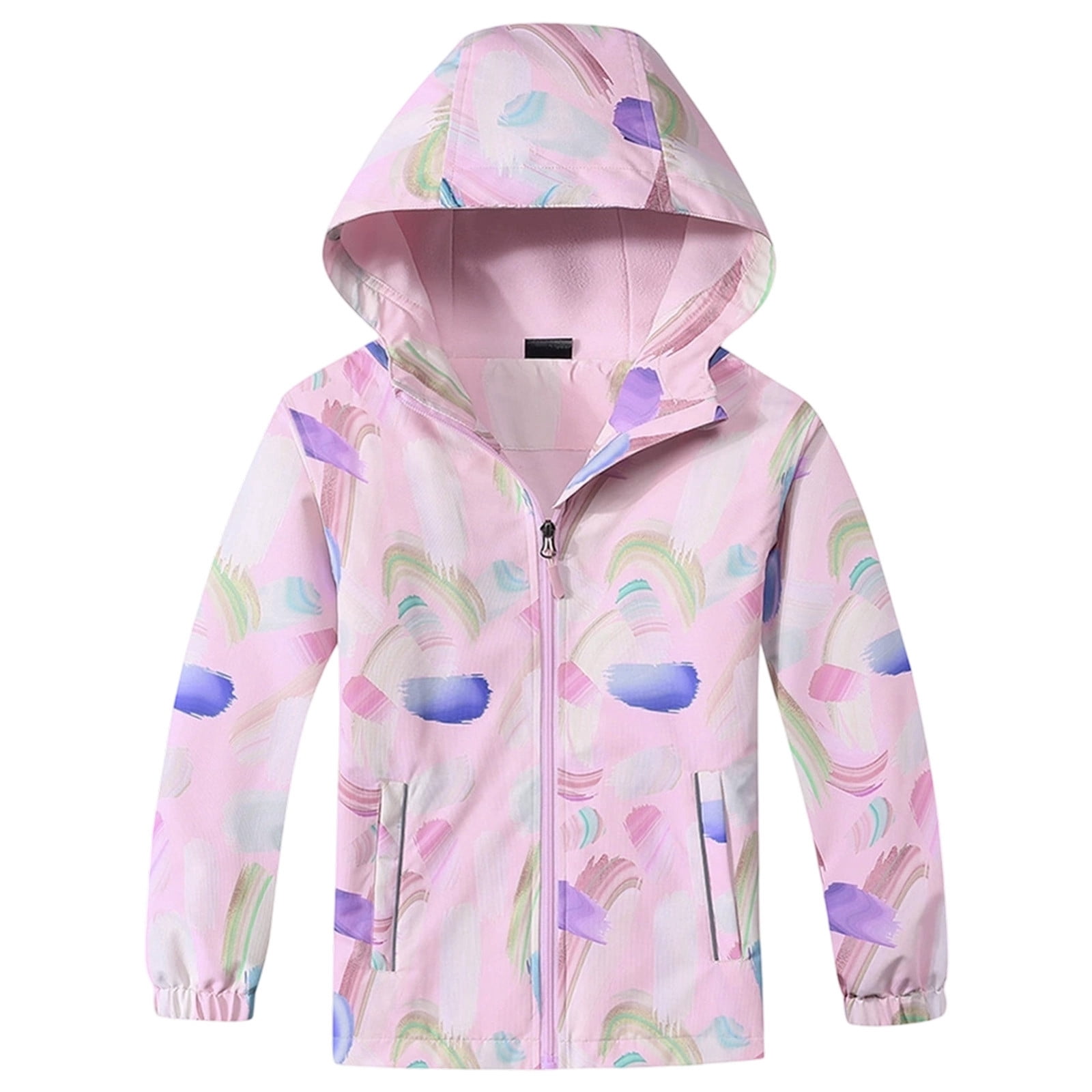 DHFJKG Jackets Girls Lined Windbreaker Colorful Printed Zipper Jacket ...