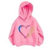 DHFJKG Kids Girls Hoodies Heart Print Long Sleeve Hooded Pullover ...