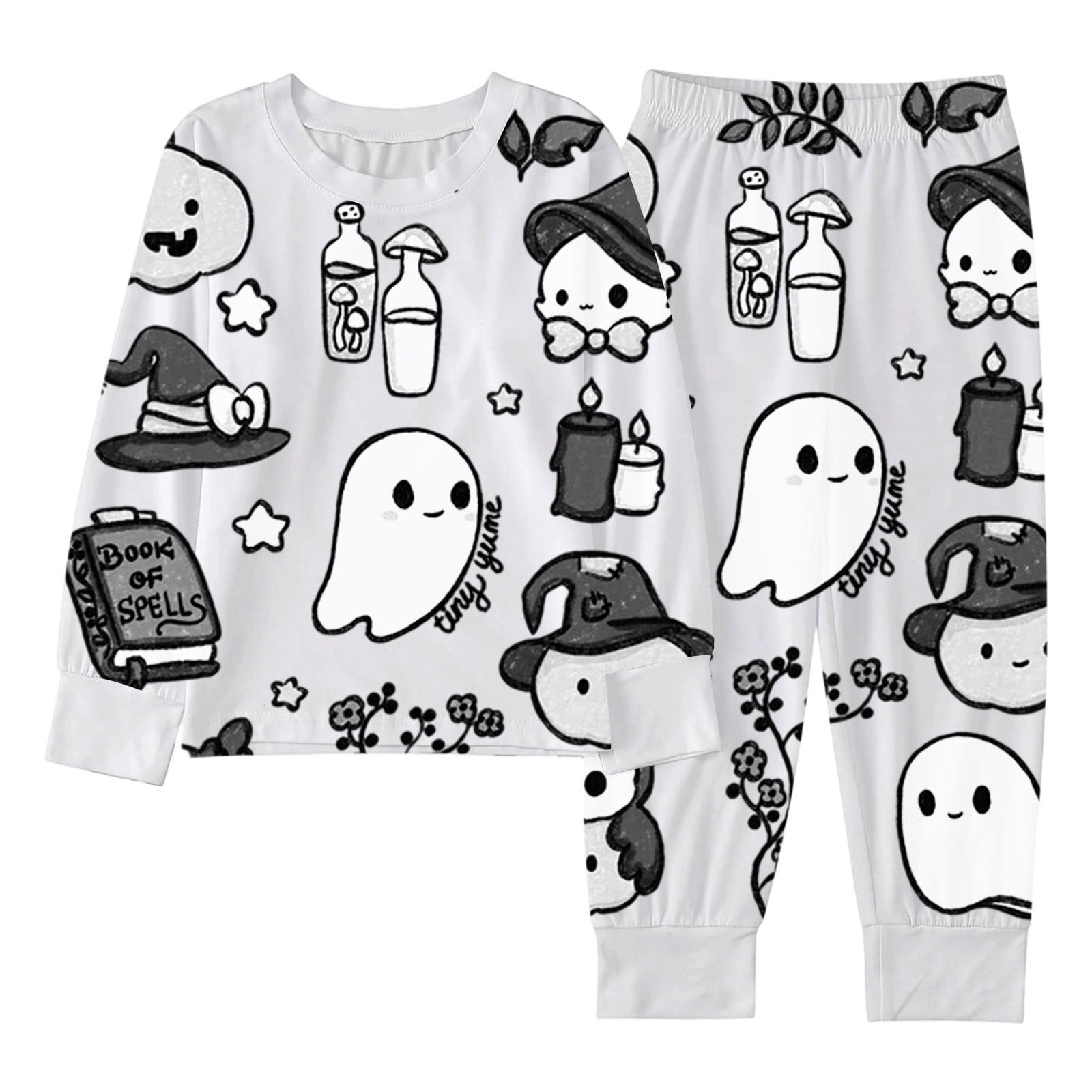 DHFJKG Kids Halloween Pajama Set Cute Ghost Print Long Sleeve And Pants ...