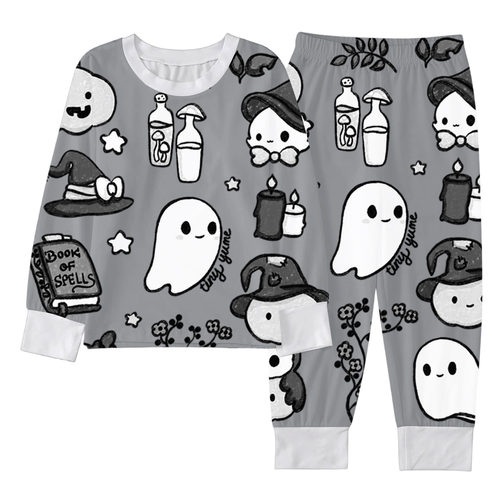 DHFJKG Kids Halloween Pajama Set Cute Ghost Print Long Sleeve And Pants ...
