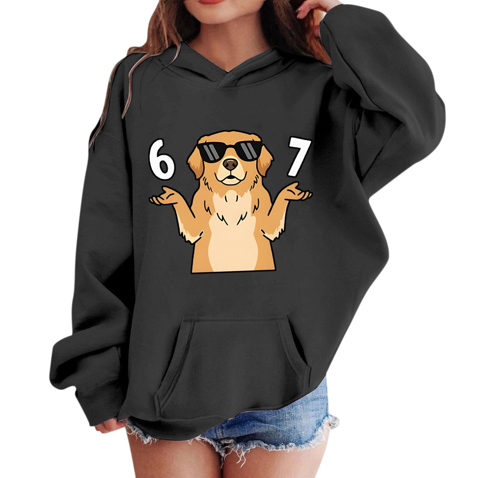 DHFJKG Kids Hoodies Long Sleeve 67 Shirt Unisex Oversized Animals Print ...