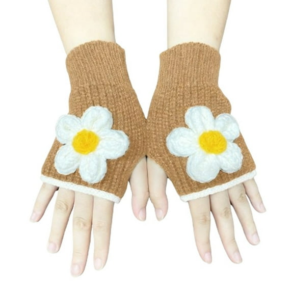 DHFJKG Knitted Fingerless Gloves For Women Thumb Hole Half Mittens With ...